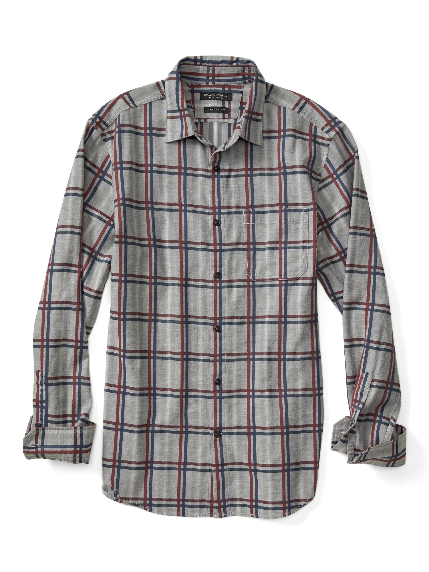 Camden-Fit Luxe Flannel Windowpane Shirt | Banana Republic
