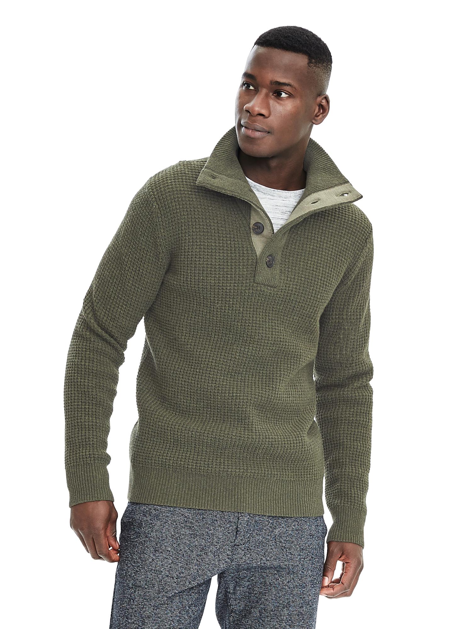 Heritage Button Mock Pullover | Banana Republic