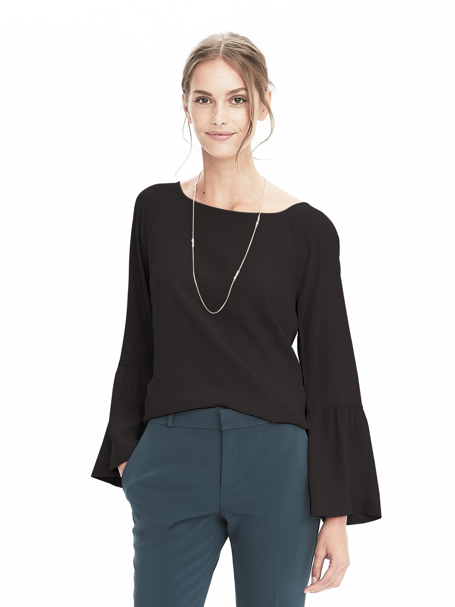 Bell Sleeve Crepe Blouse | Banana Republic