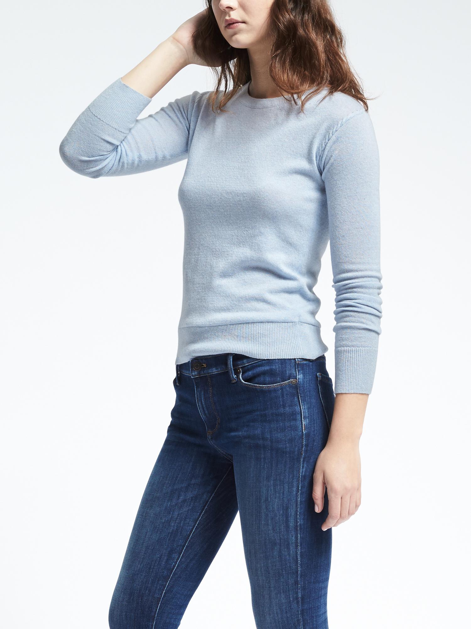 Italian Cashmere Blend Braid-Trim Pullover | Banana Republic