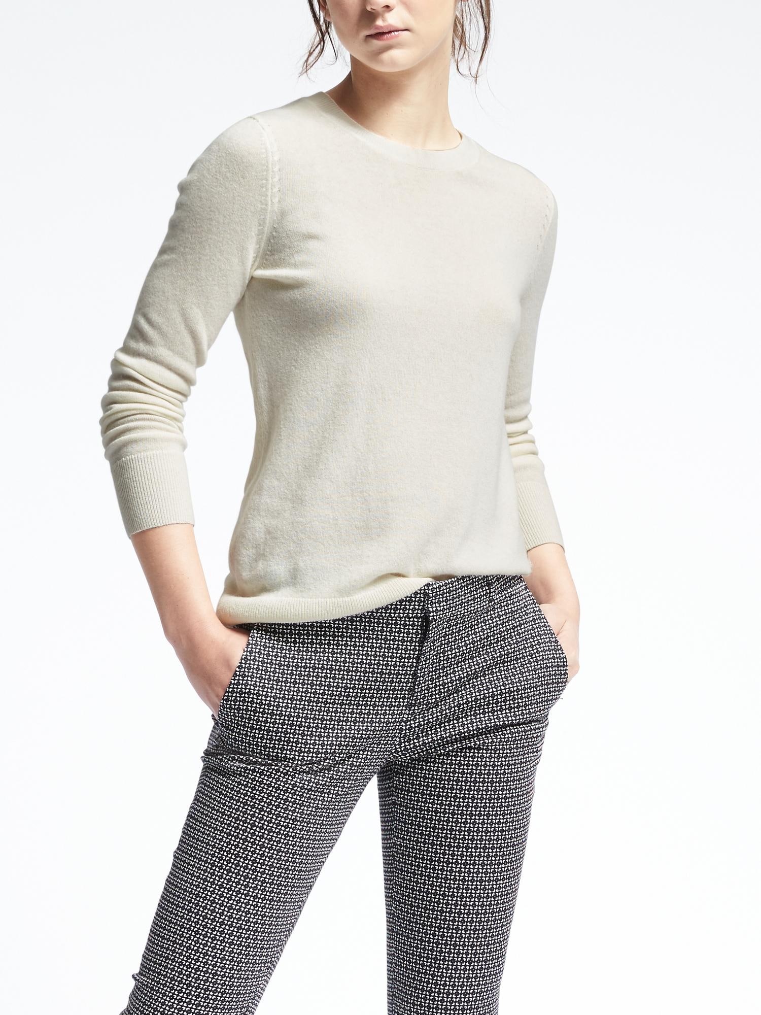 Italian Cashmere Blend Braid-Trim Pullover | Banana Republic