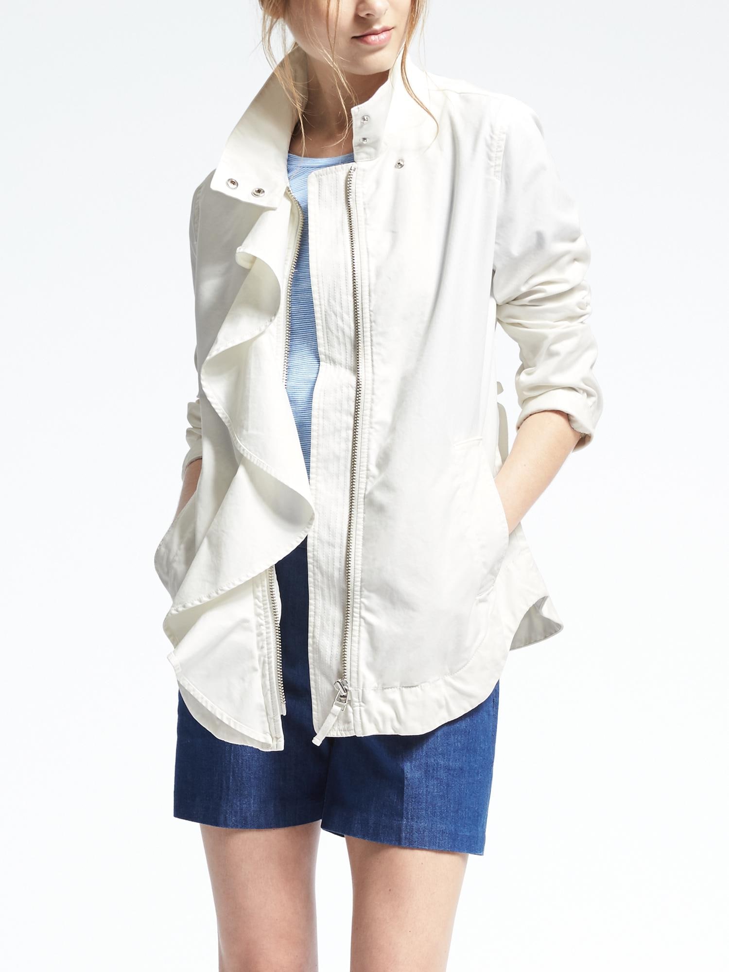 Ruffle Cotton Jacket | Banana Republic