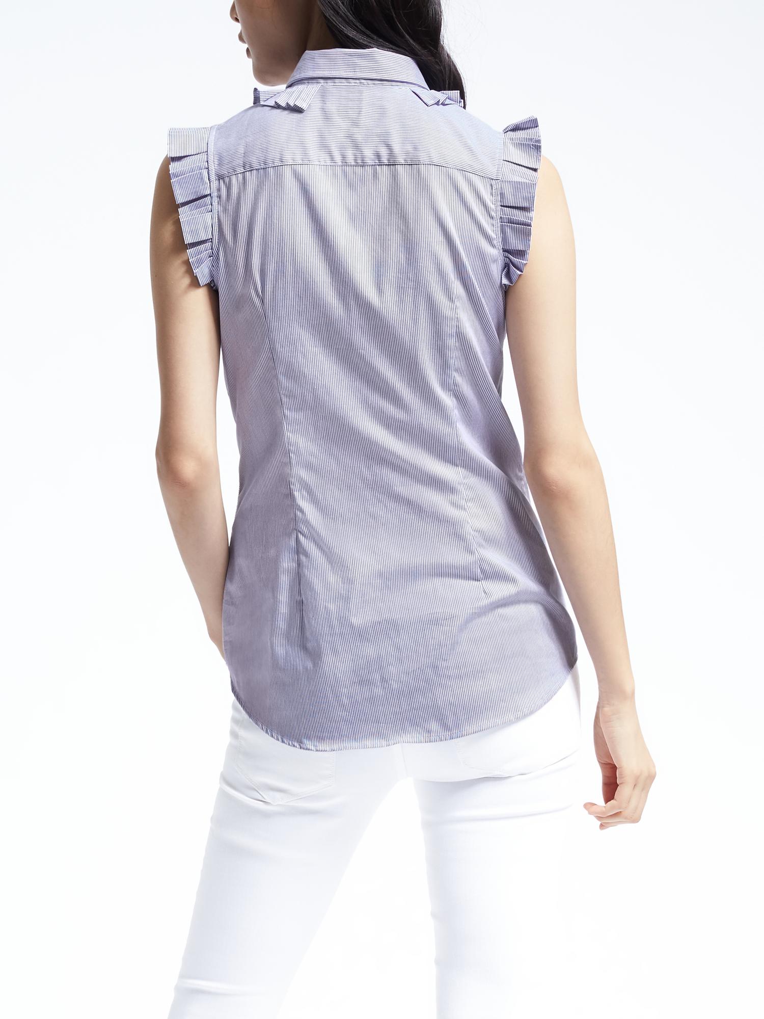 Riley-Fit Stripe Ruffle Shirt | Banana Republic