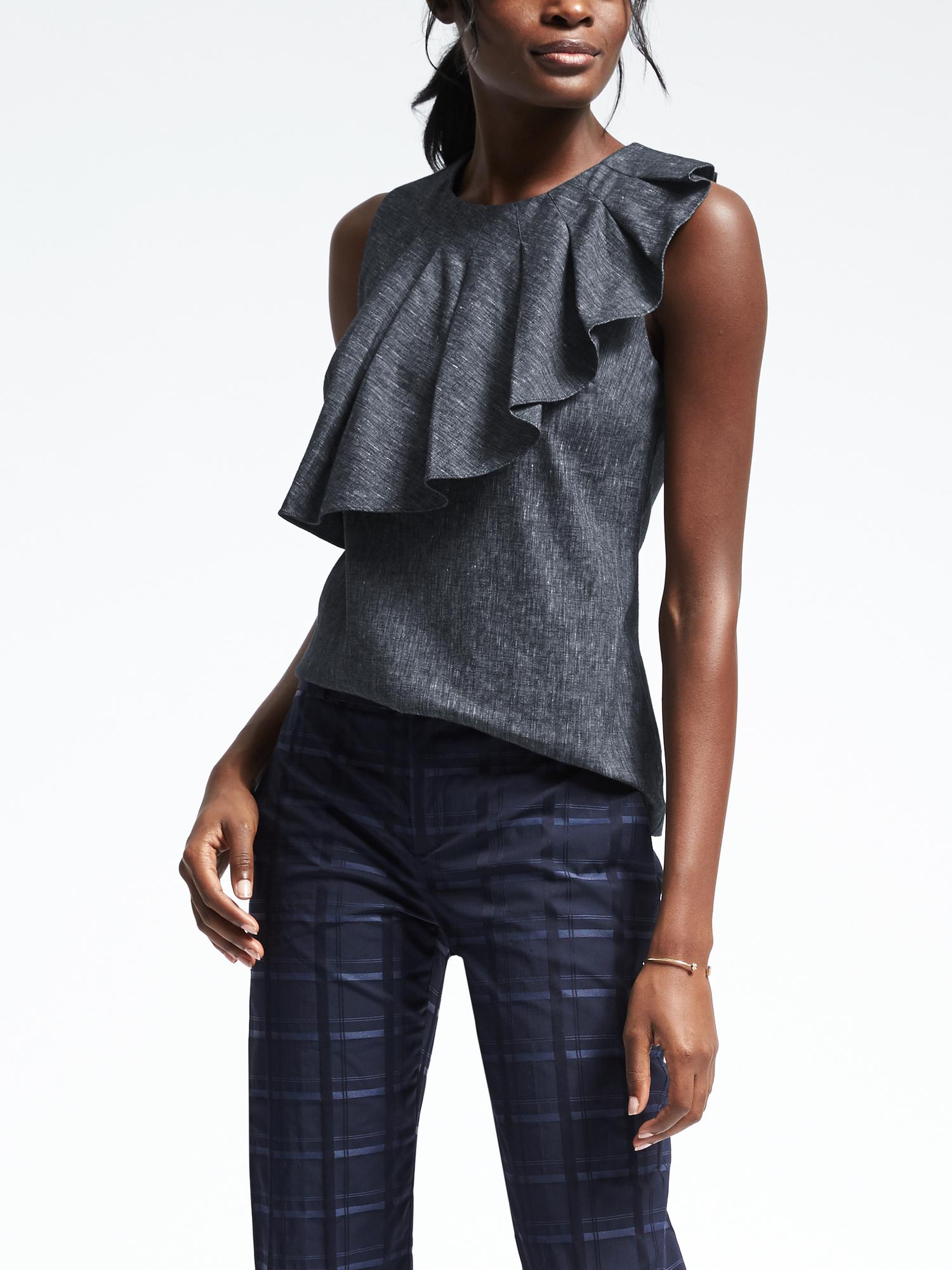 Asymmetrical Ruffle Tank | Banana Republic