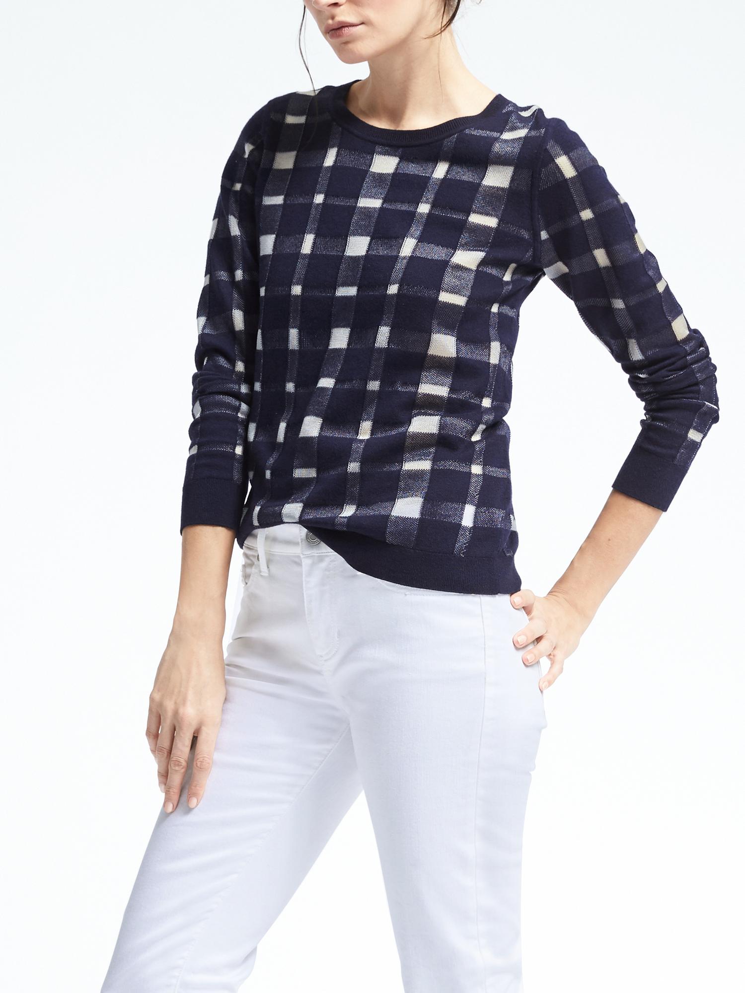Sheer Plaid Sweater | Banana Republic