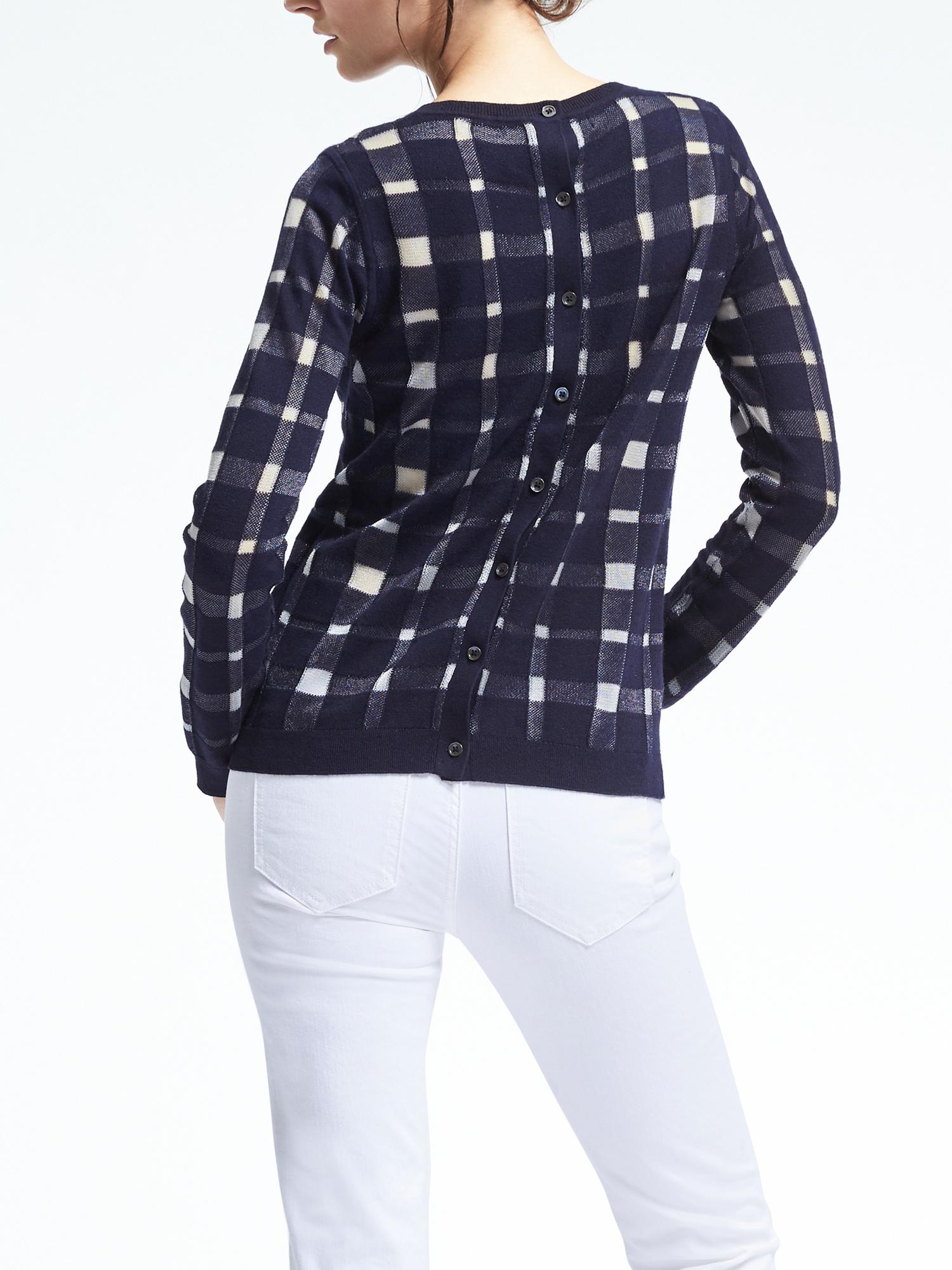 Sheer Plaid Sweater | Banana Republic