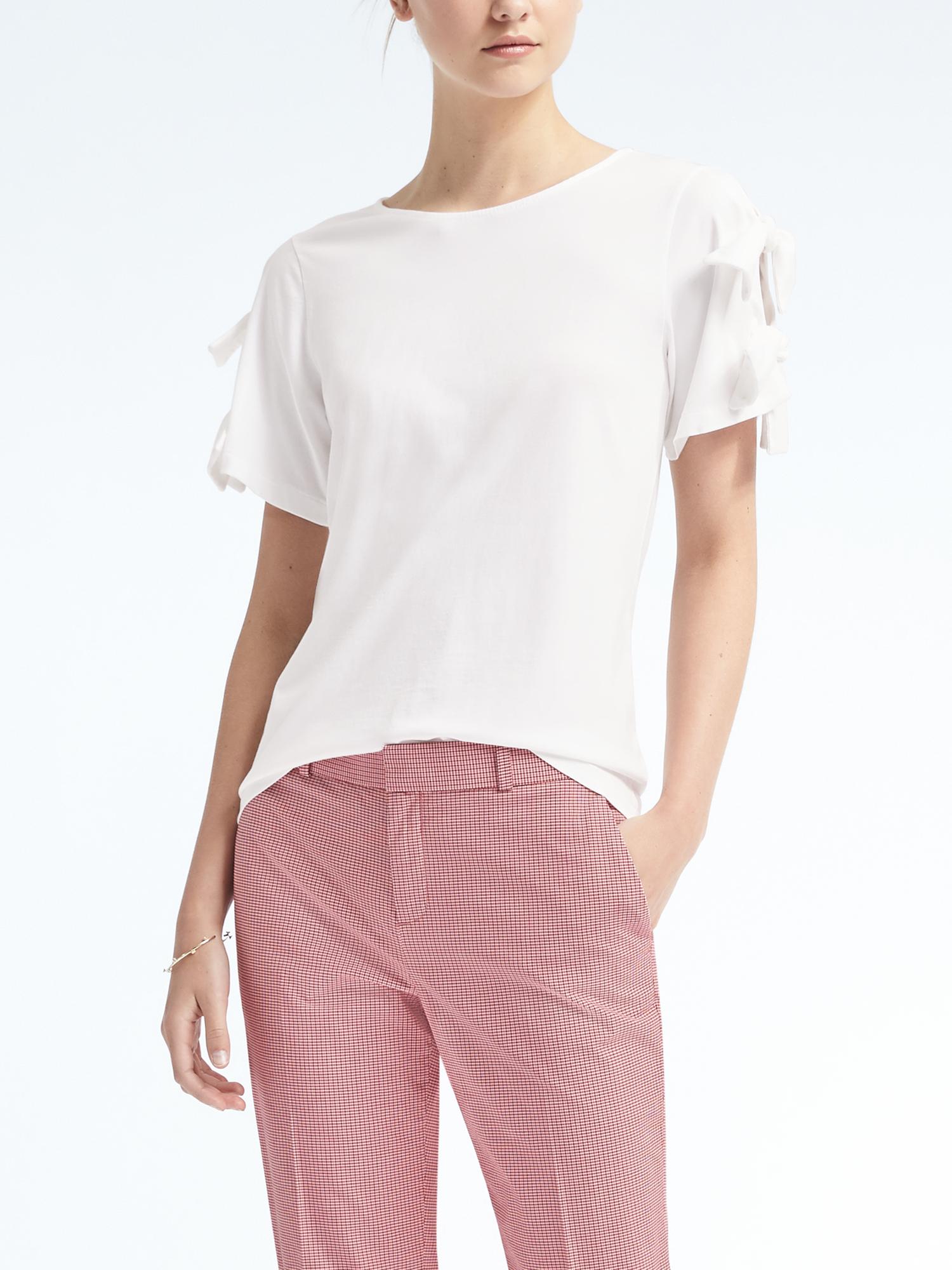 Bow-Sleeve Couture Tee | Banana Republic