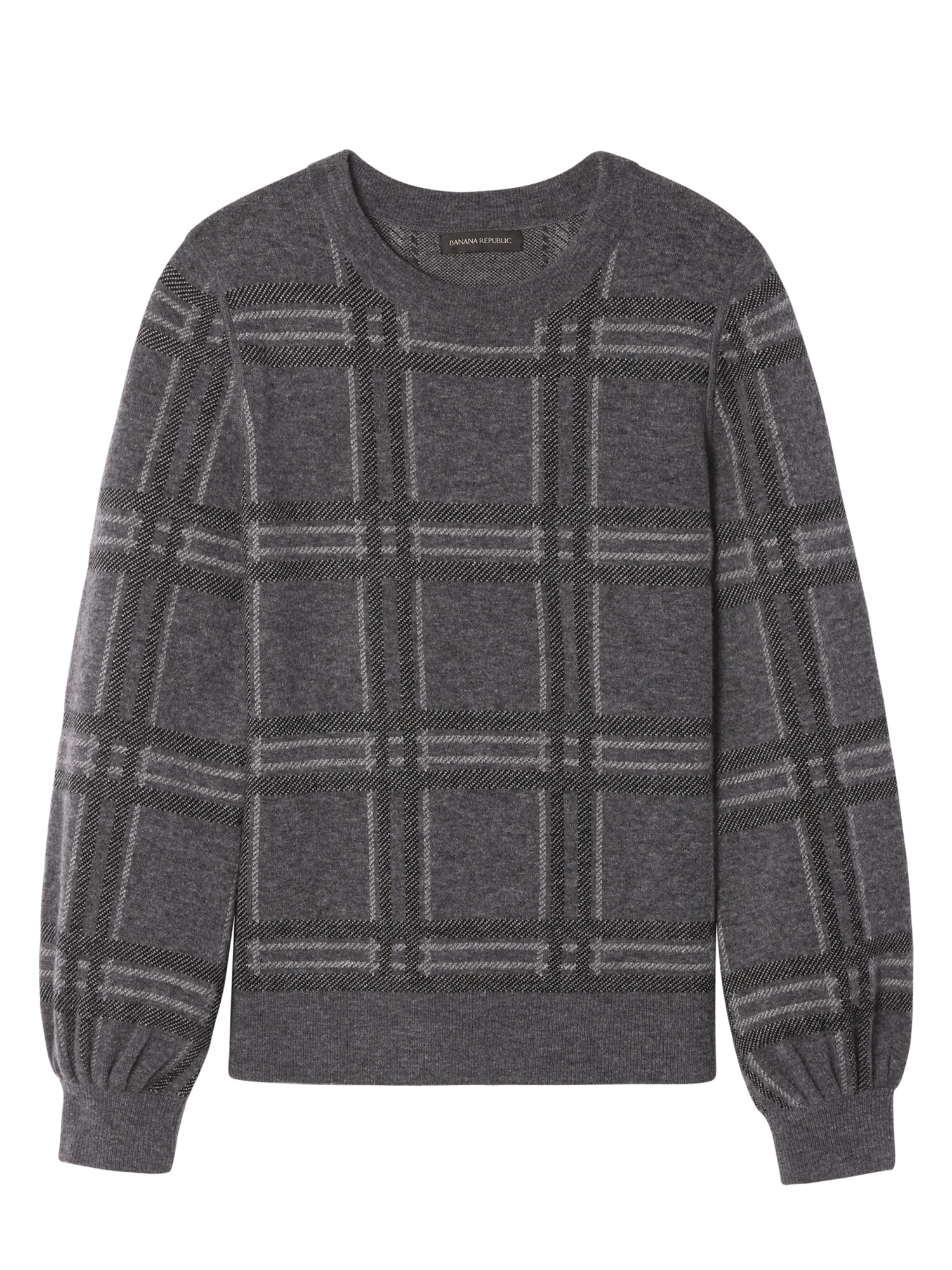 Wool-Blend Plaid Crew | Banana Republic