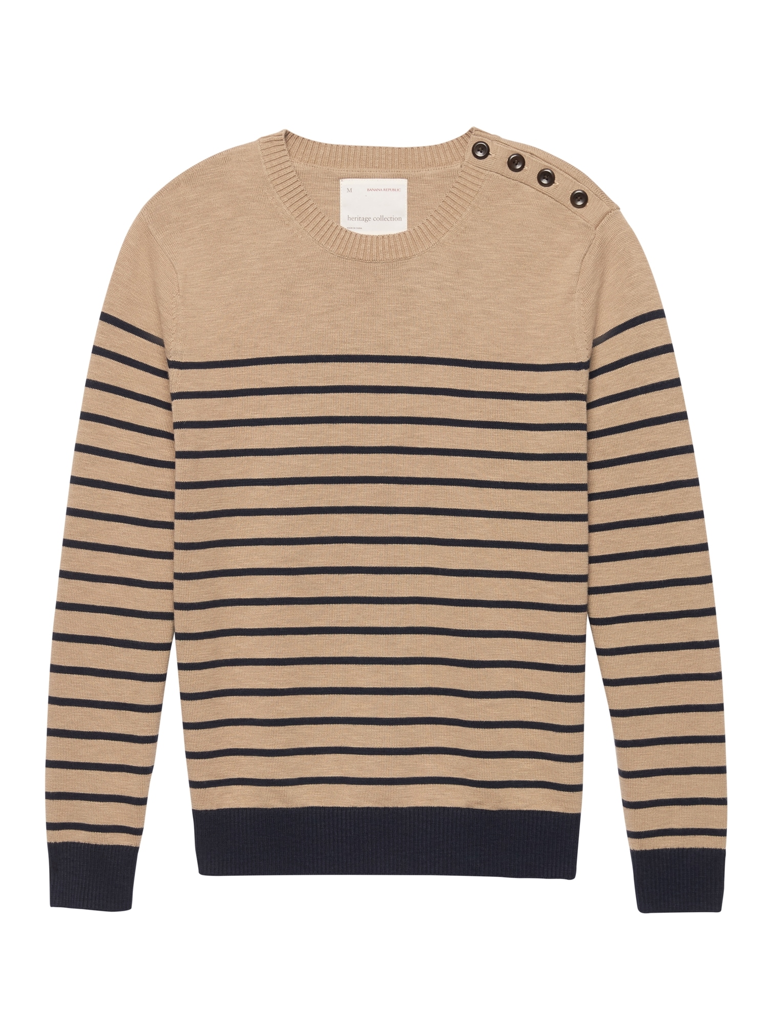 Heritage Mariner Stripe Cotton Button-Shoulder Sweater | Banana Republic