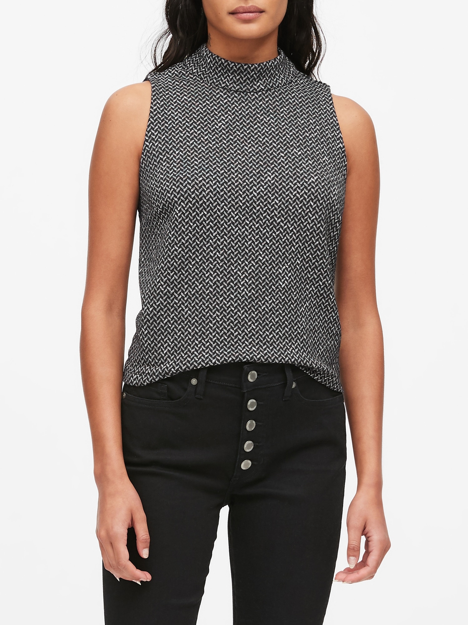 Petite Herringbone Knit Cropped Top | Banana Republic