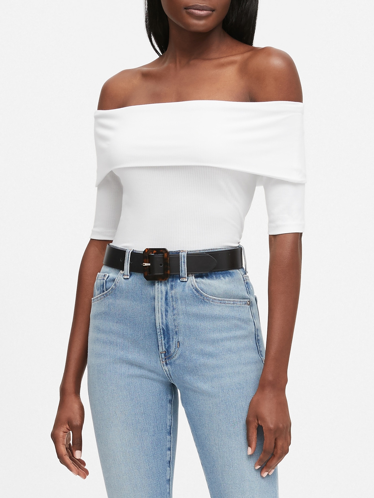 Ribbed Off-the-Shoulder Top | Banana Republic