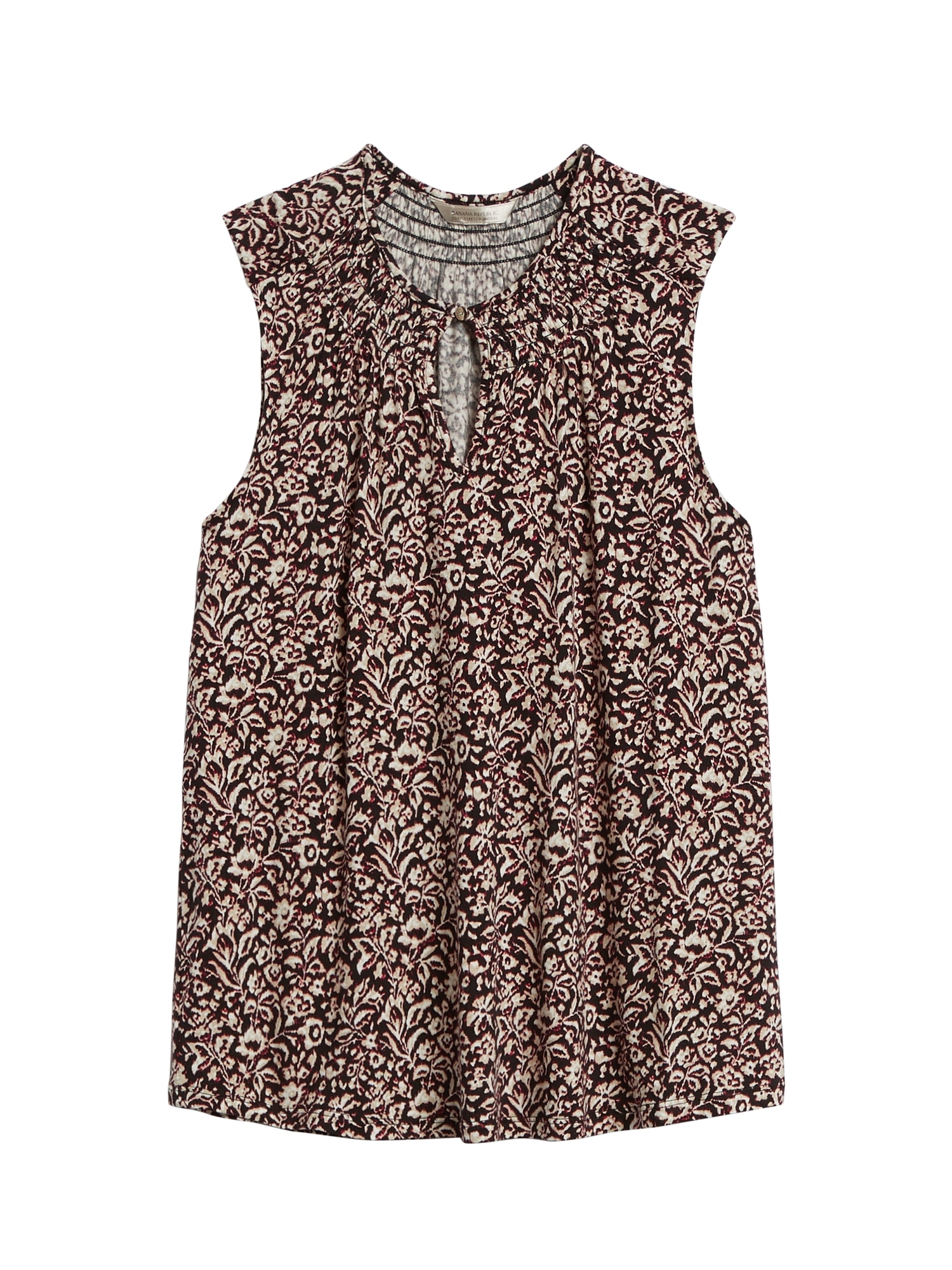 Petite Print Soft Stretch Modal Keyhole Top | Banana Republic