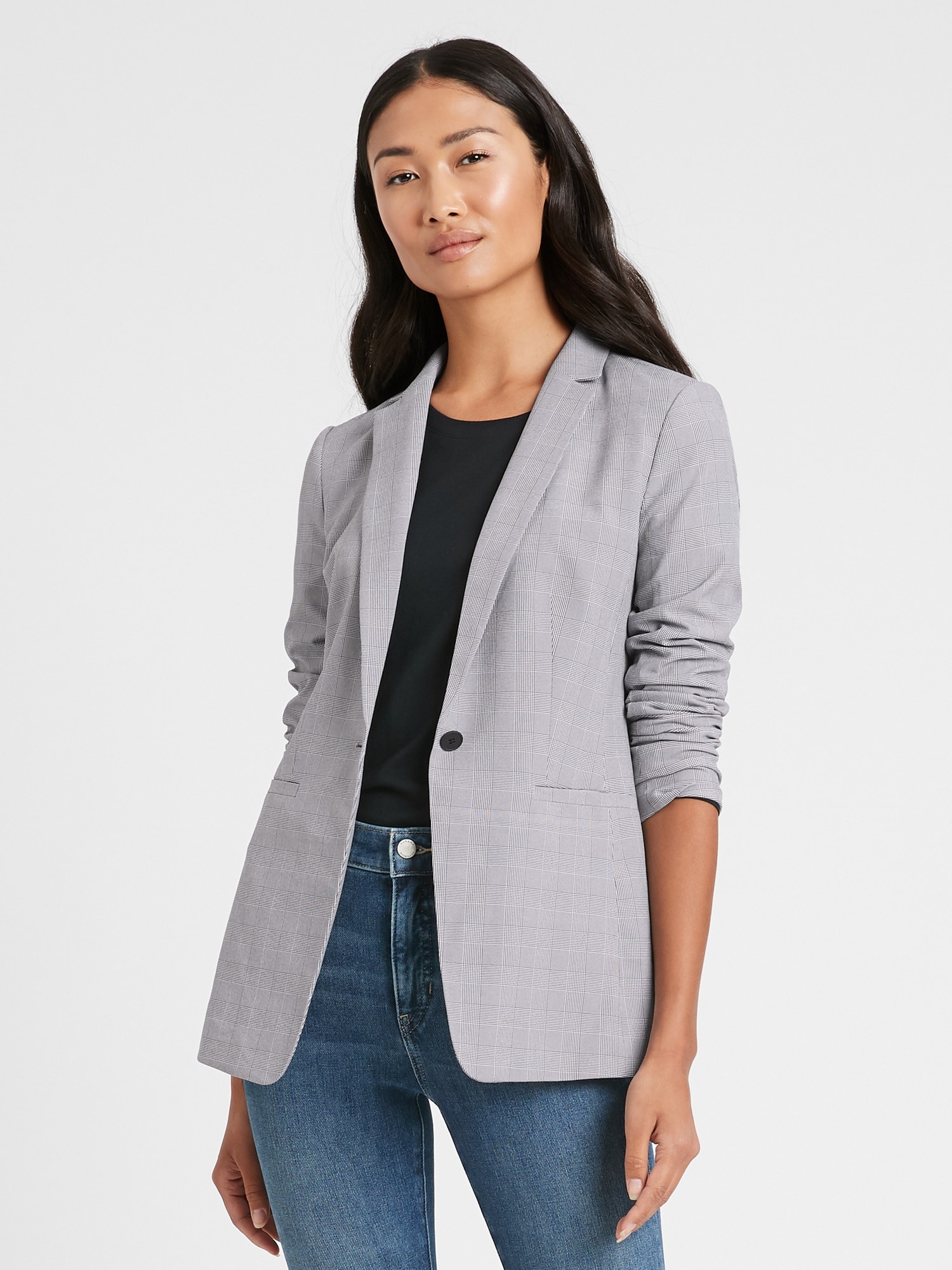 Petite Long & Lean-Fit Performance Stretch Blazer | Banana Republic