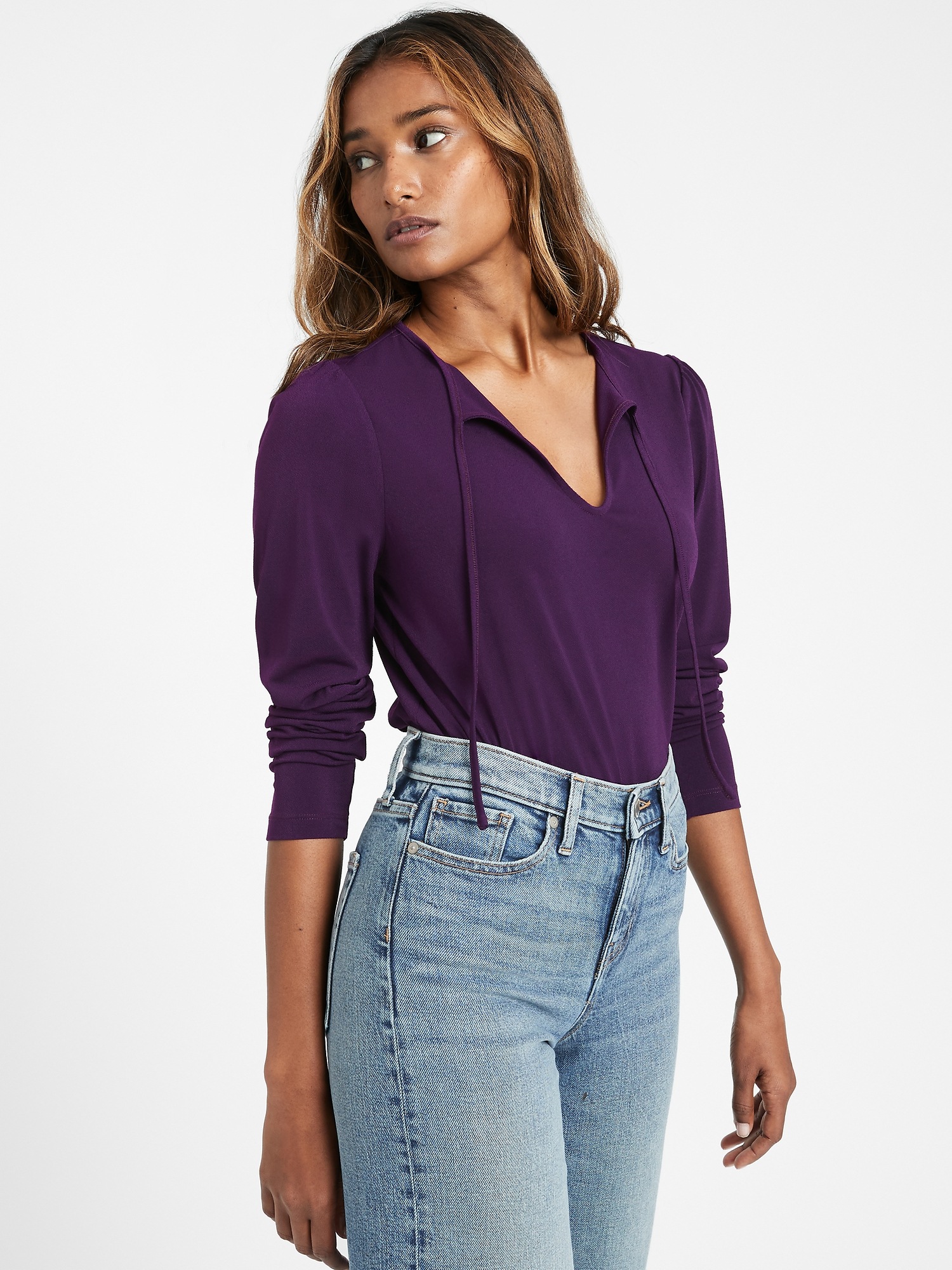 Wrinkle-Resistant Keyhole Top | Banana Republic