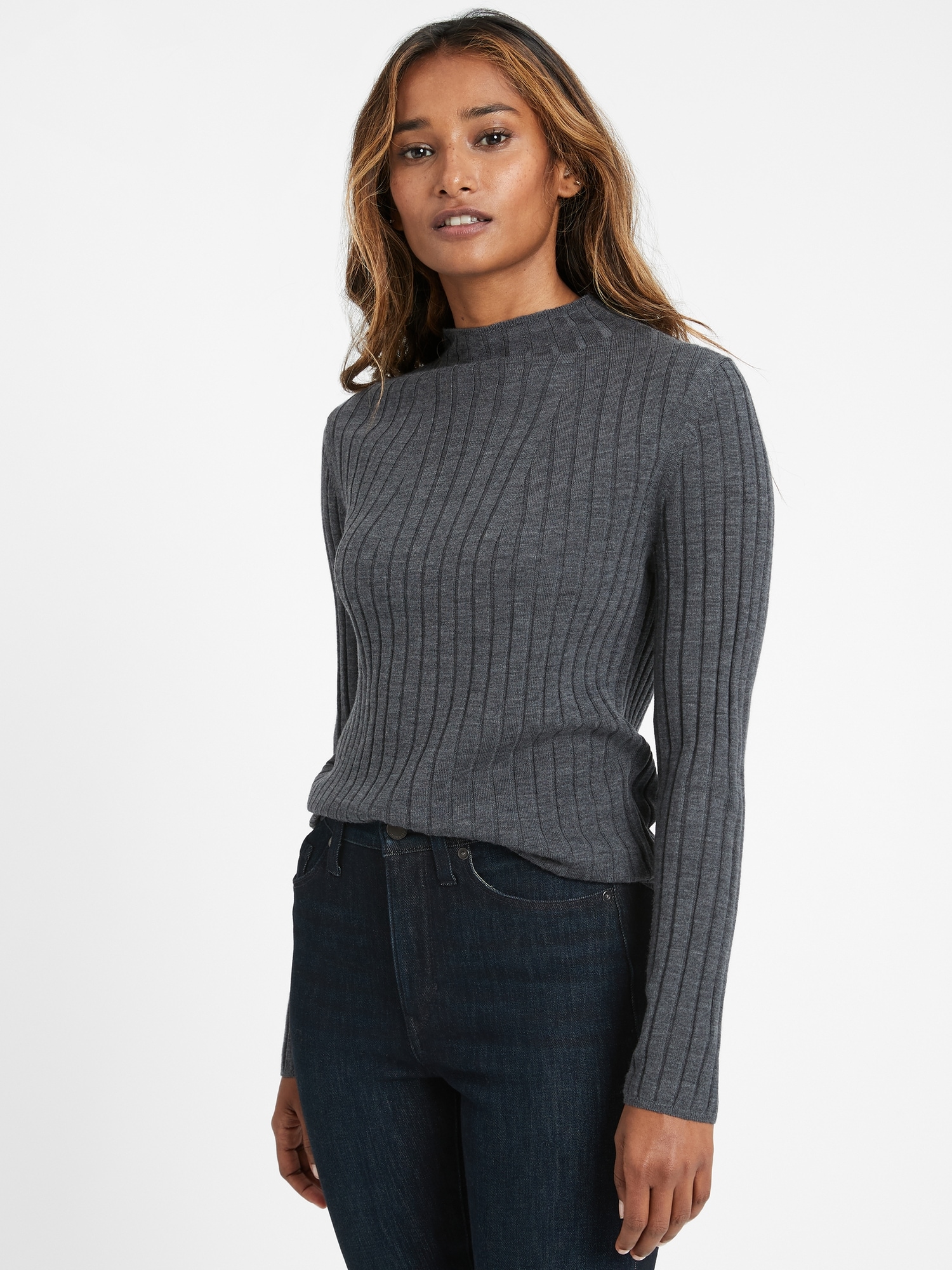 Washable Merino Ribbed Sweater in Responsible Wool | Banana Republic