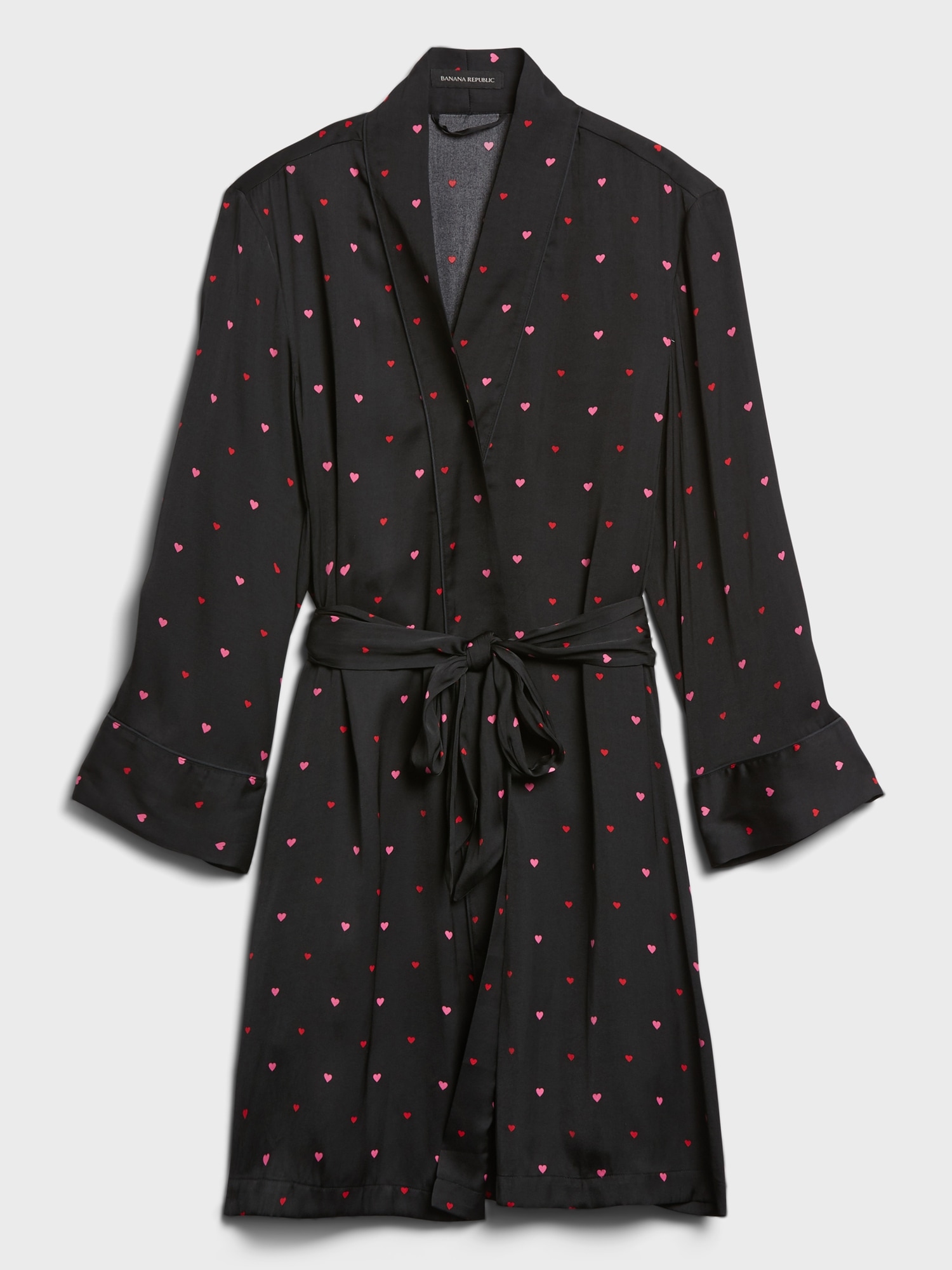 Heart Print Satin Robe | Banana Republic