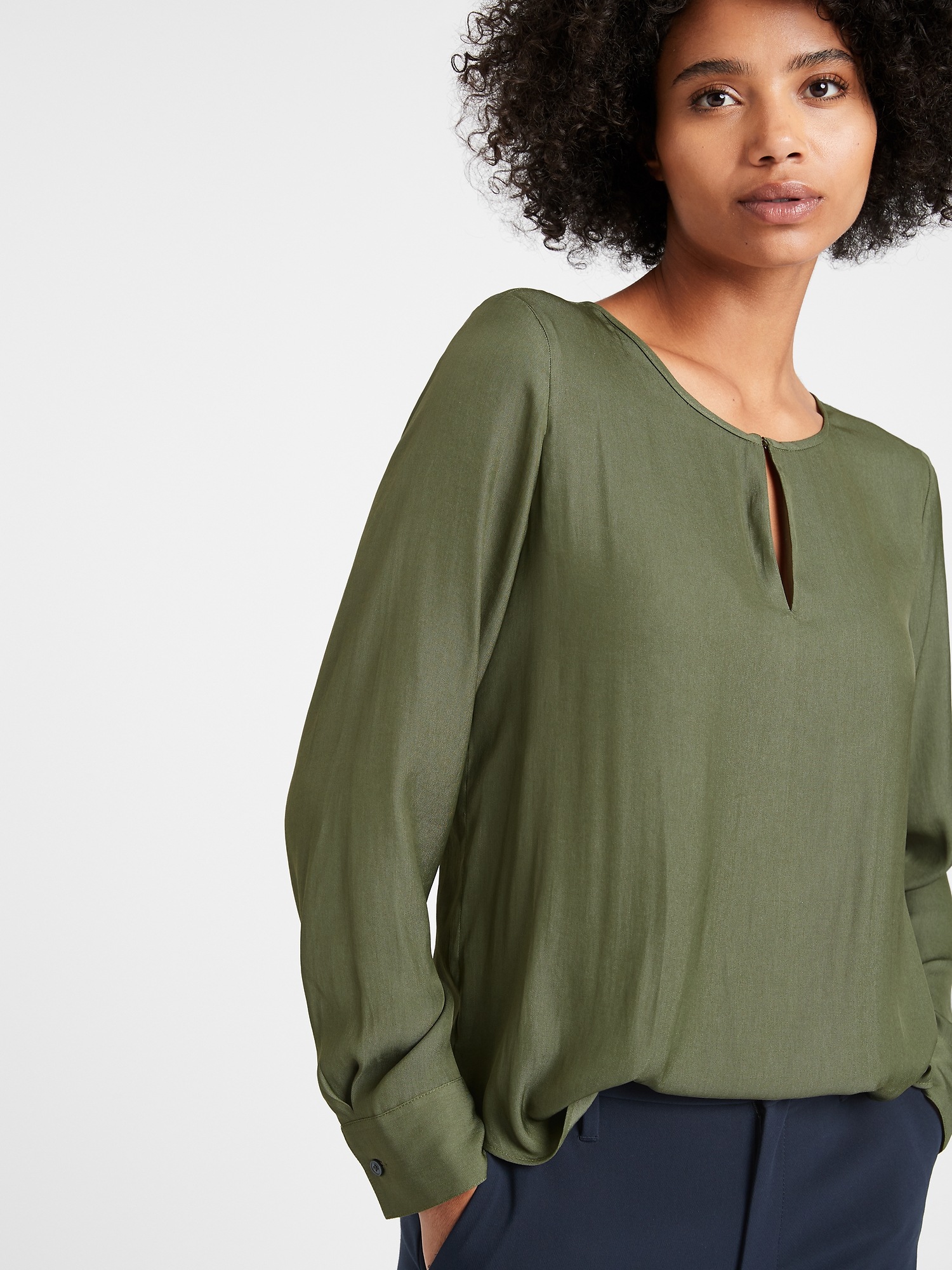 Petite Keyhole Blouse | Banana Republic