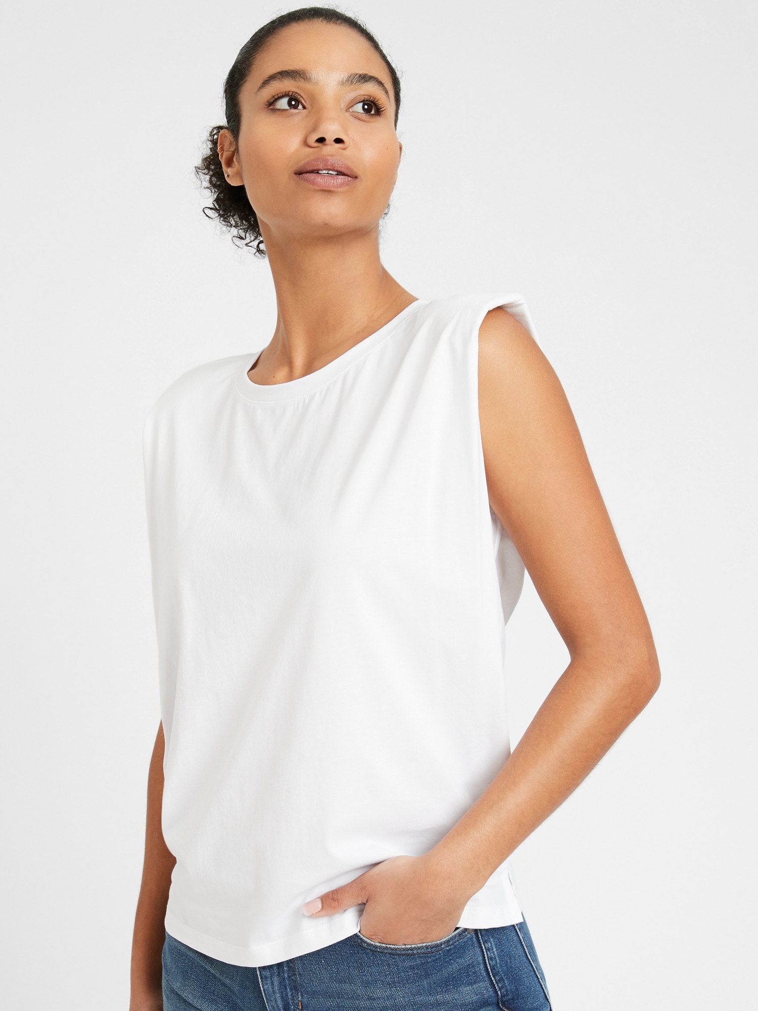SUPIMA® Padded Shoulder Tank | Banana Republic