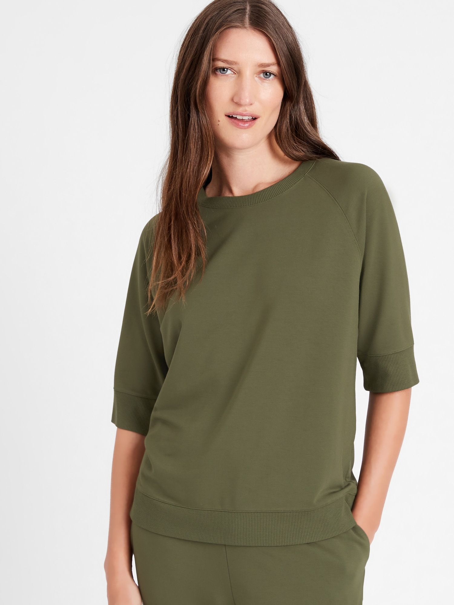 Petite Baby Terry Short-Sleeve Sweatshirt | Banana Republic