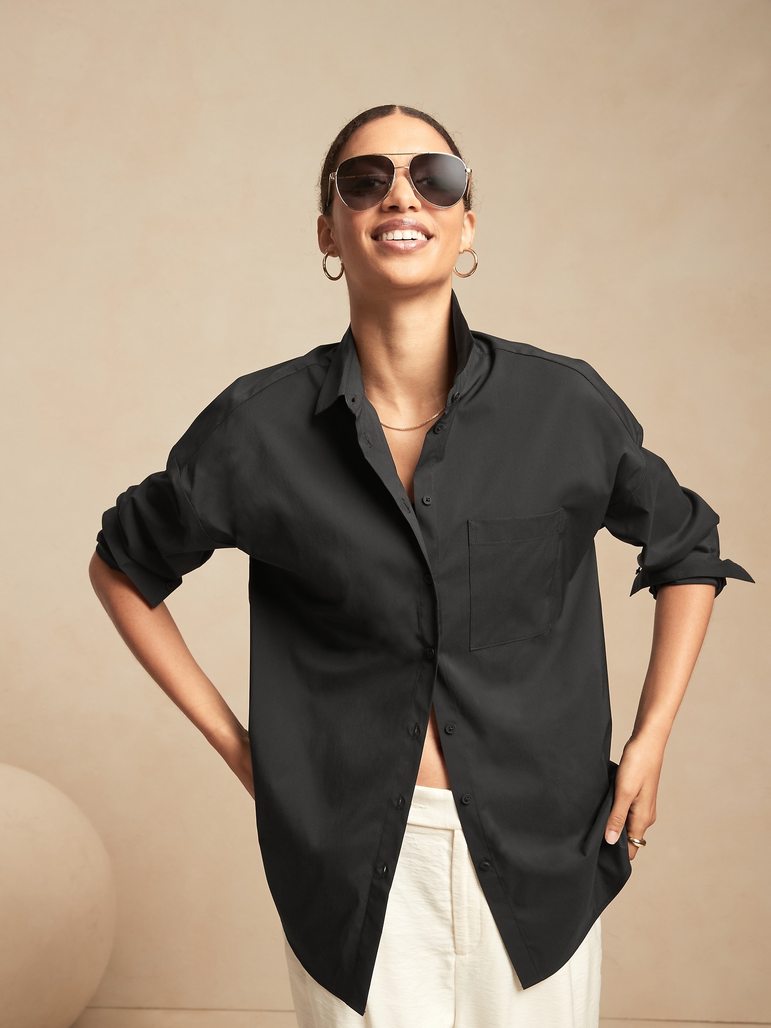 BR SPORT Oversized Tech-Stretch Shirt | Banana Republic