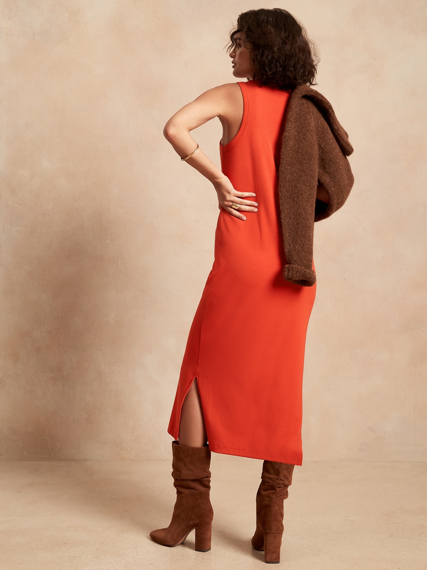 Ribbed Racerback Dress | Banana Republic