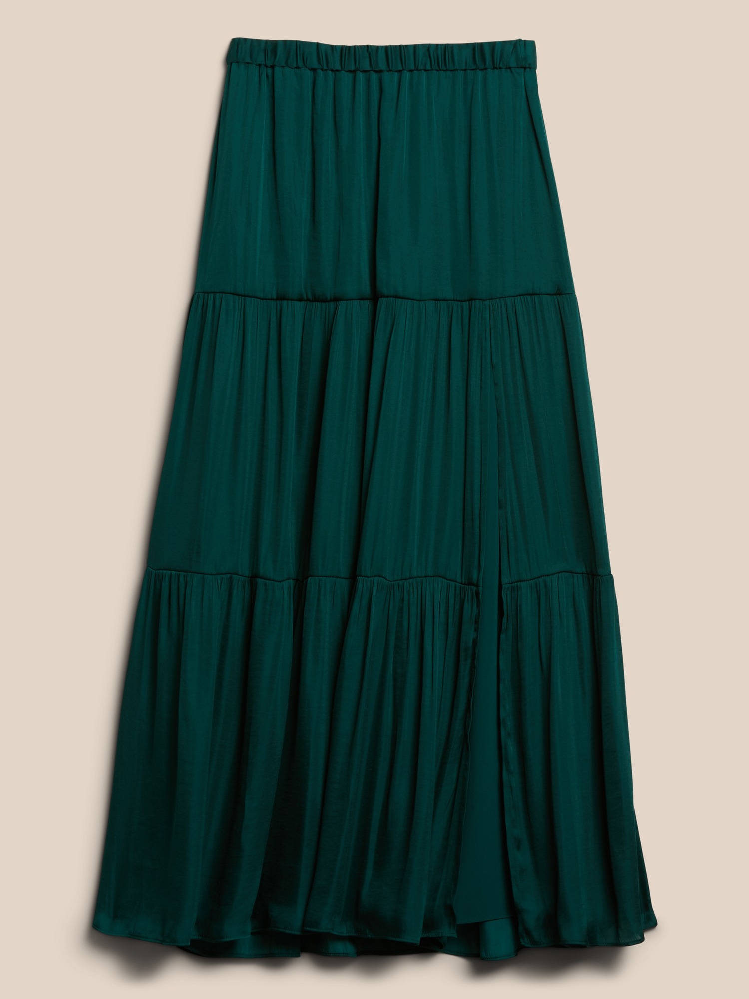 Tiered Soft Satin Skirt with Slit | Banana Republic