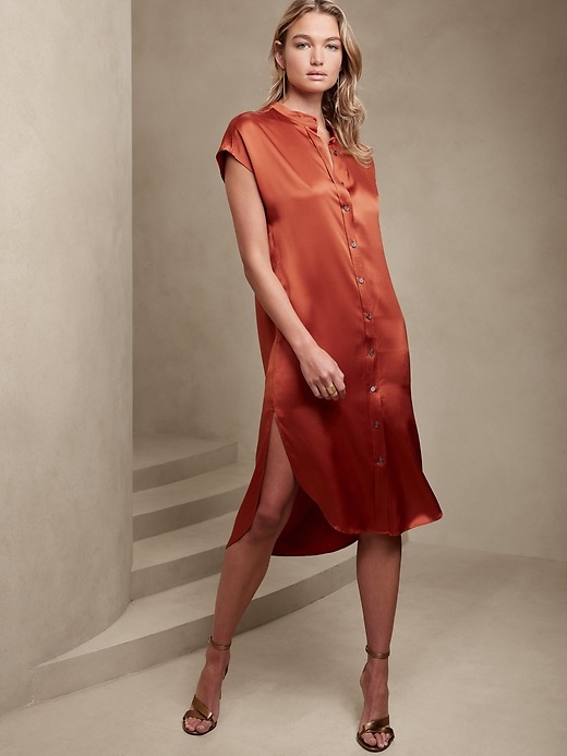 Petite Serenade Silk Shirtdress | Banana Republic