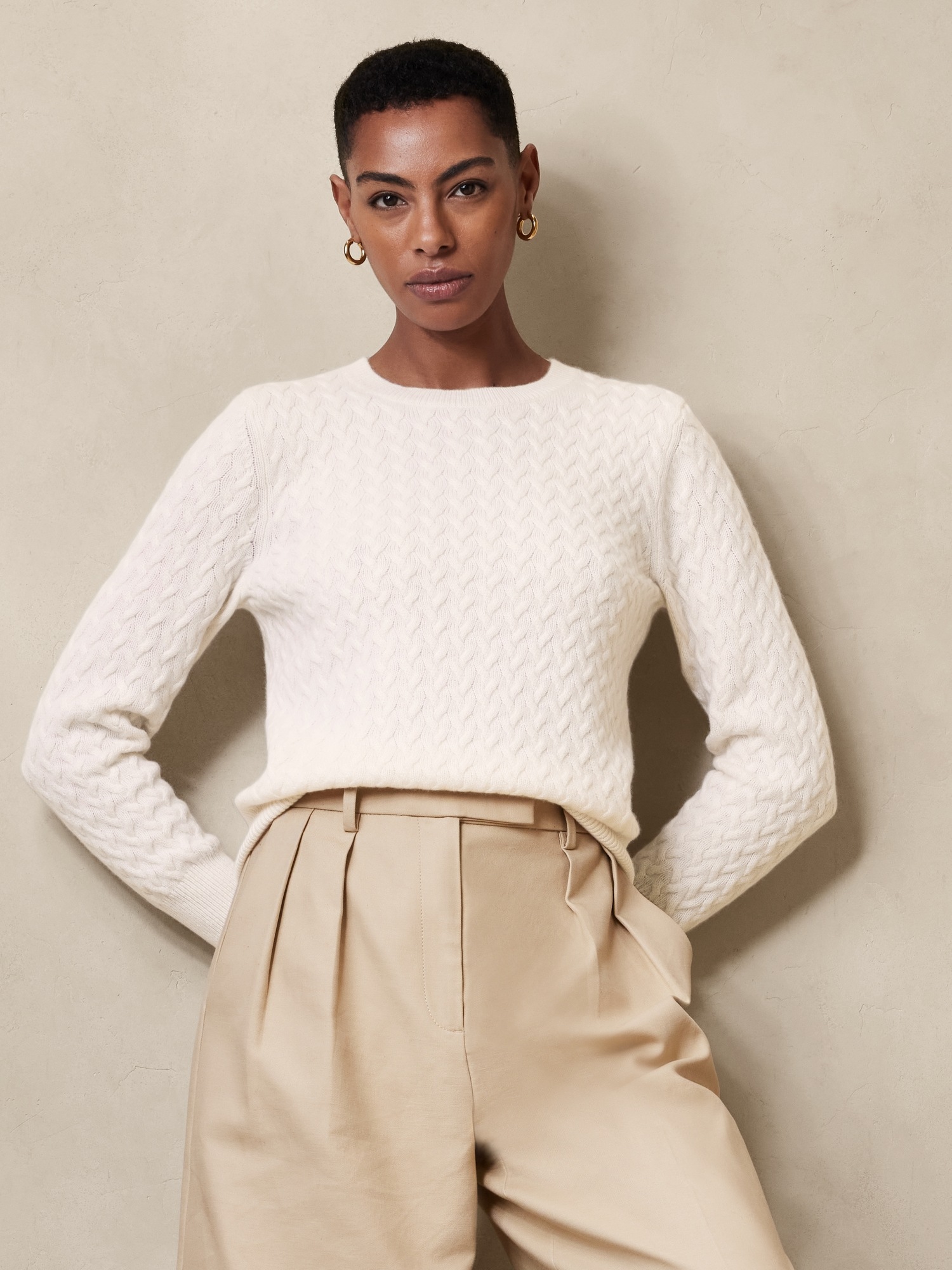 Volano Cashmere Cable Sweater | Banana Republic