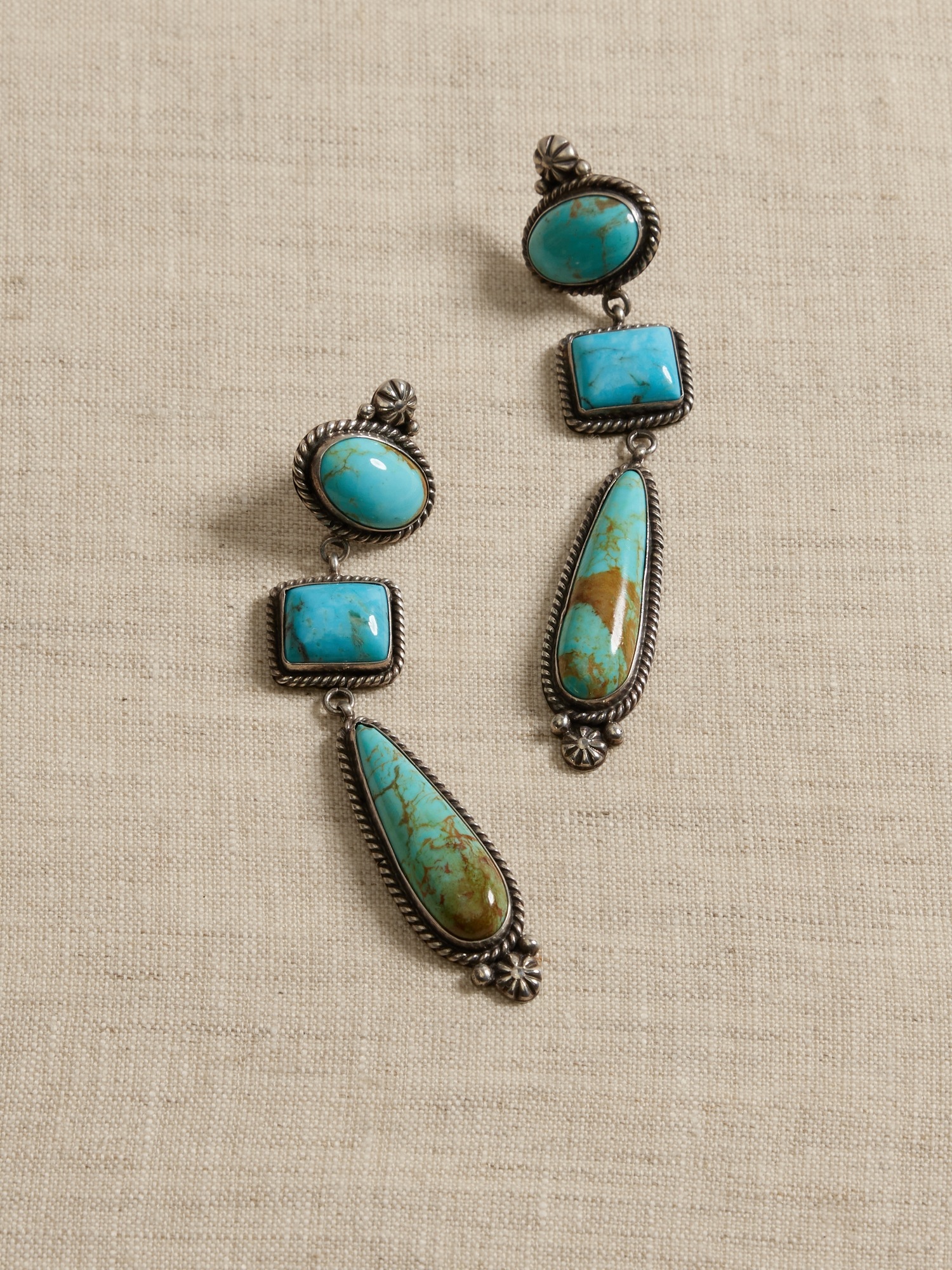 Three Stone Drop Earrings | Turquoise Collection | Banana Republic
