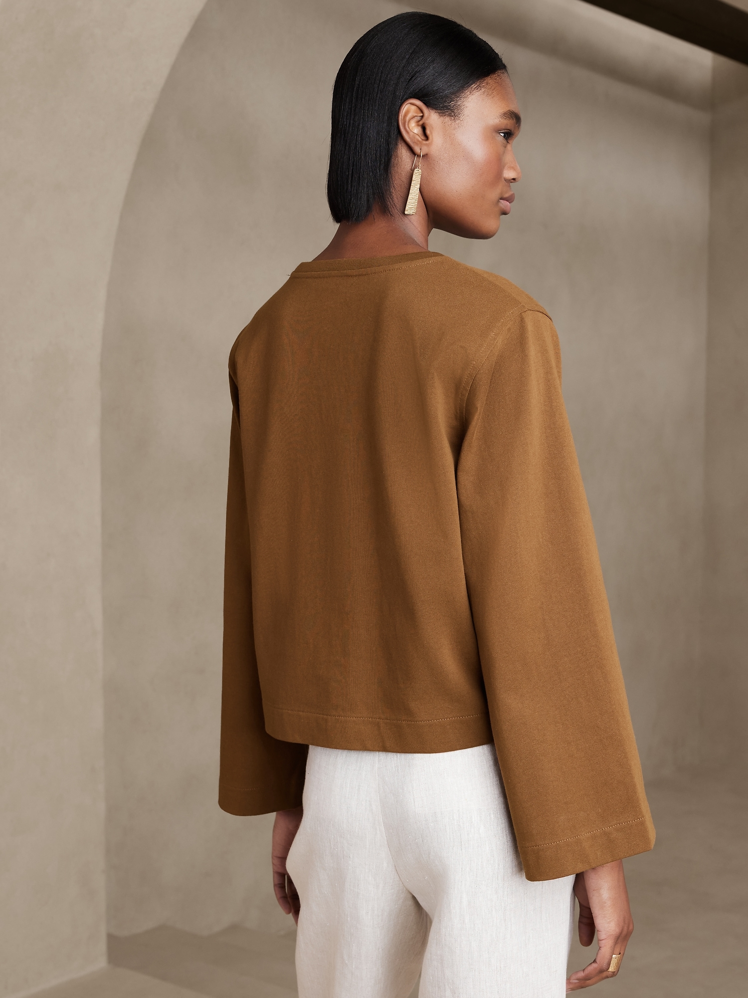 Boxy Crop Heavy Cotton T-Shirt | Banana Republic