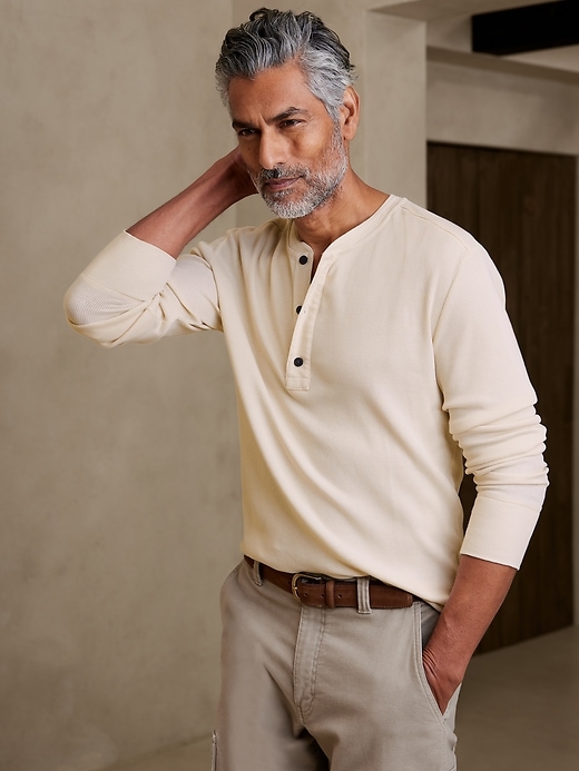 Authentic Ribbed Cotton Henley | Banana Republic