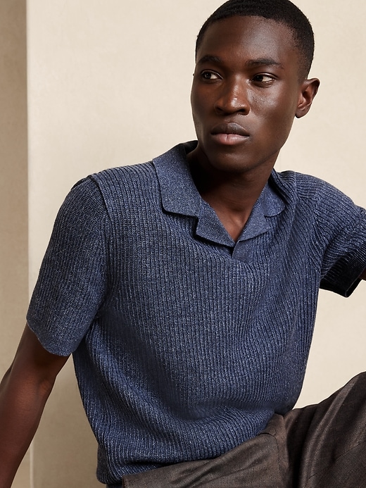 Theo Linen-Cotton Sweater Polo | Banana Republic