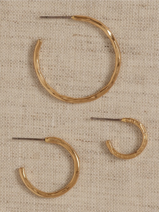 Textured Hoops Set Of 3 | Aureus + Argent | Banana Republic