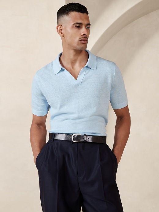 Linen-Cotton Sweater Polo | Banana Republic