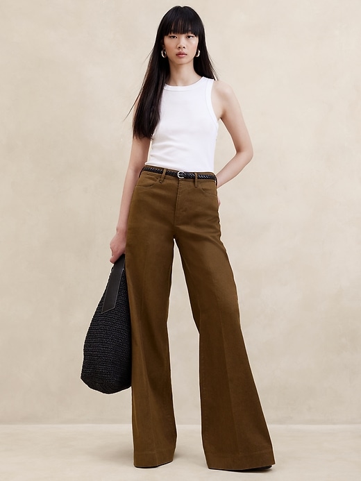 Italian Linen-Cotton Wide Leg Jean | Banana Republic