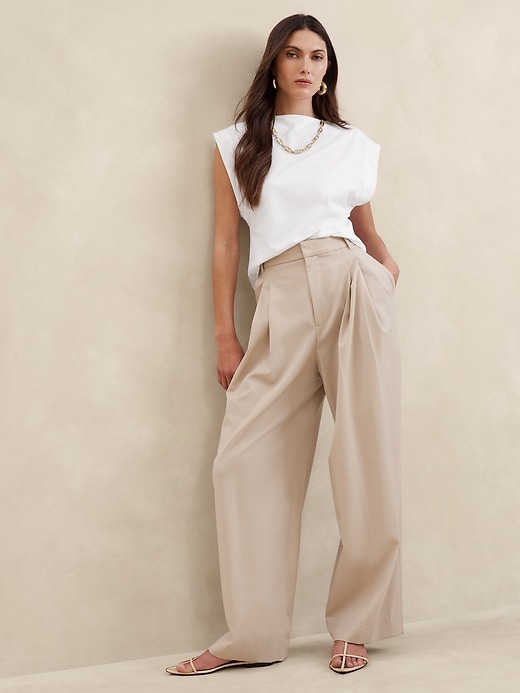 Cotton Sharp-Shoulder Top | Banana Republic