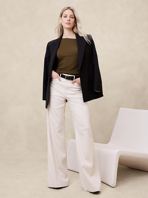 Crepe Knit Off-Shoulder Top | Banana Republic