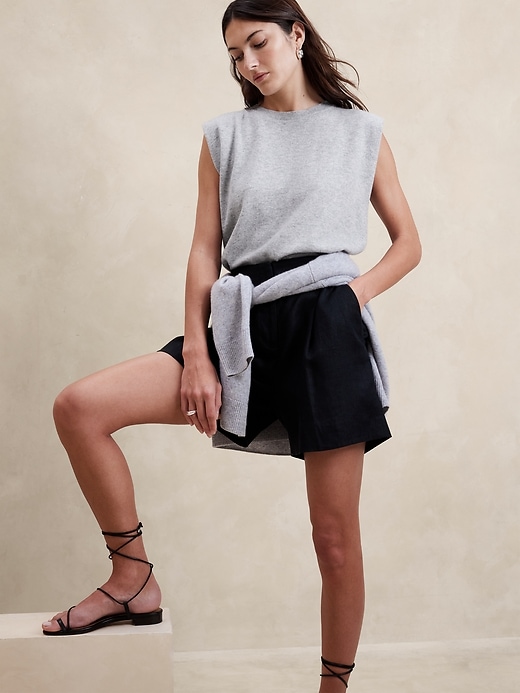 Cashmere Padded-Shoulder Top | Banana Republic