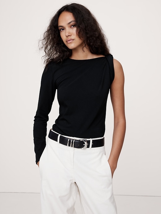 Cotton-Tencel™ Twisted One-Sleeve Top | Banana Republic