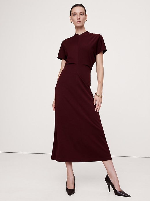Wool-Blend Scuba Midi Dress | Banana Republic
