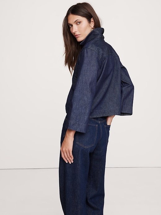 Cropped Italian Denim Popover Top | Banana Republic