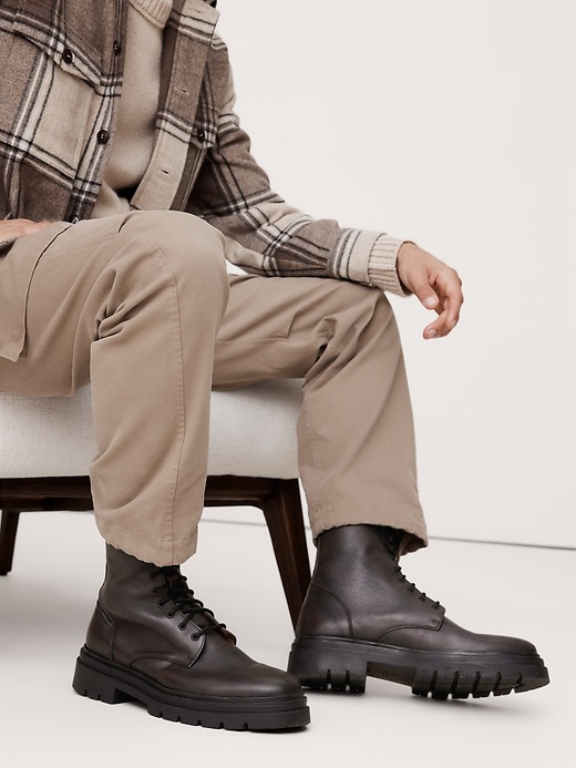 Italian Leather Combat Boot | Banana Republic