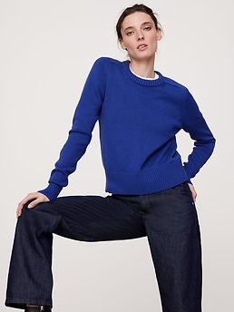 Cotton-Silk Crew-Neck Sweater | Banana Republic