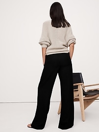 Pull-On Wide-Leg Drapey Twill Pant | Banana Republic