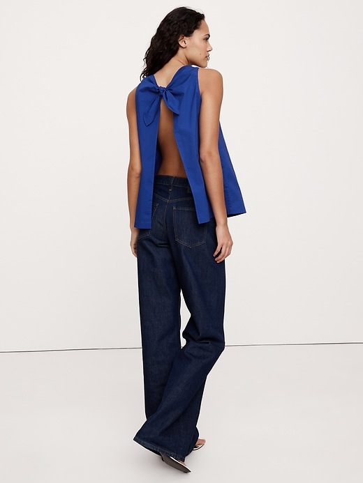 Cotton Poplin Cowl-Neck Open-Back Top | Banana Republic
