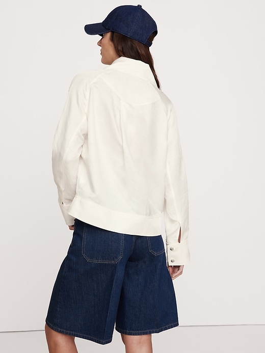 Oversized Viscose-Linen Popover | Banana Republic