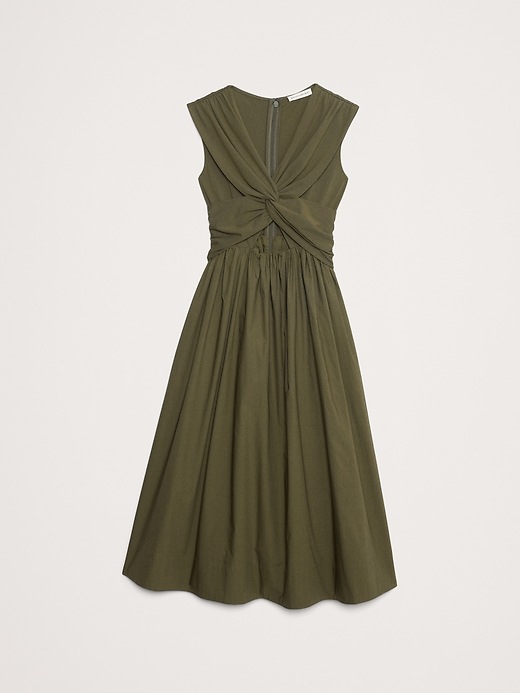 Mixed-Media Cut-Out Midi Dress | Banana Republic