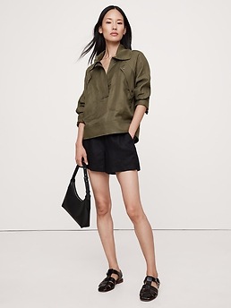 Oversized Viscose-Linen Popover | Banana Republic