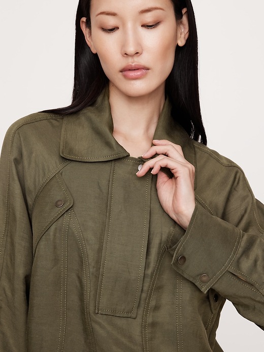 Oversized Viscose-Linen Popover | Banana Republic