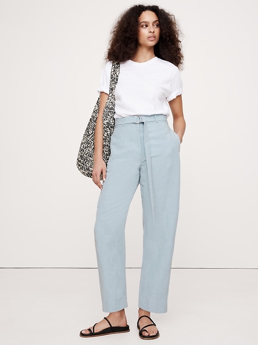 High-Rise Barrel Tencel™-Linen Pant | Banana Republic